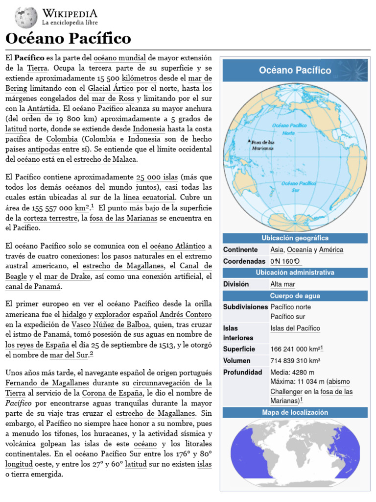 Océano Pacífico - Wikipedia, la enciclopedia libre | PDF | océano ...