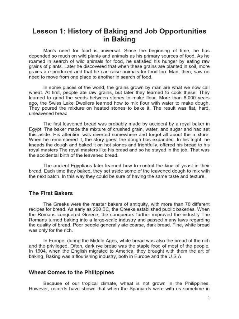 Lesson 1 | PDF | Breads | Baking