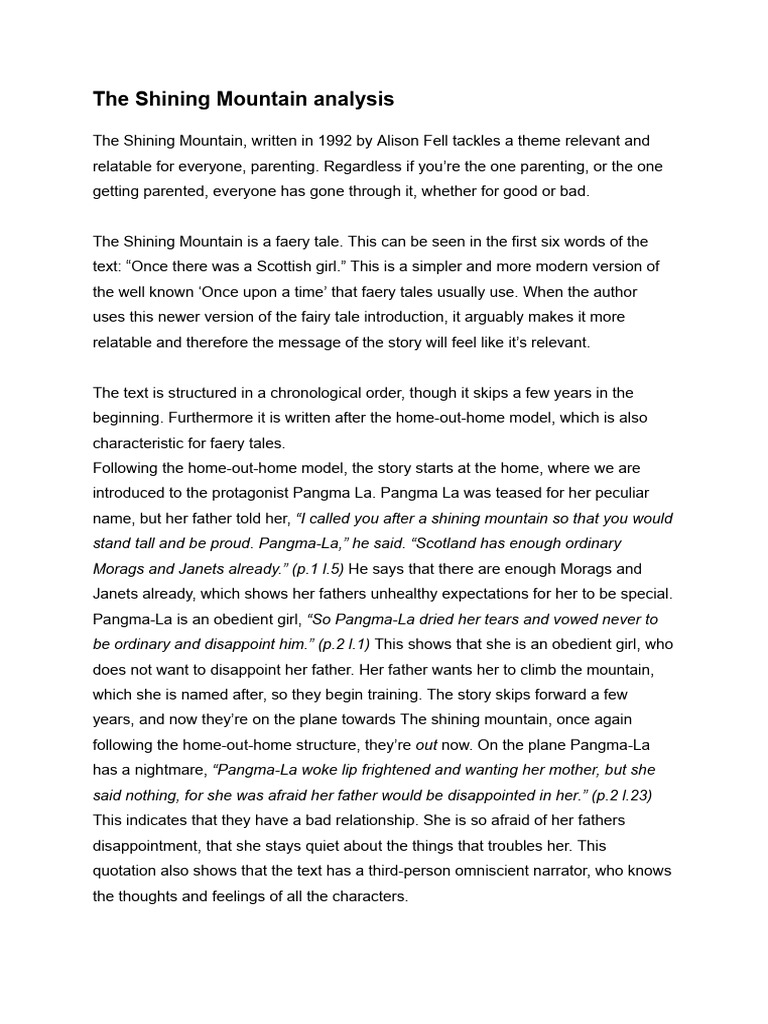 The Shining Mountain Analysis | PDF | Narration