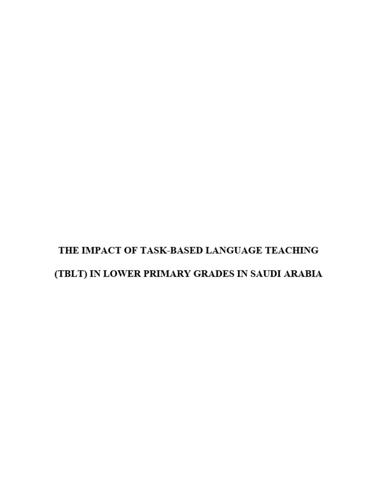 Intro-LR. TBLT in Lower Primary Grades in KSA (Amna Iqbal) | PDF ...