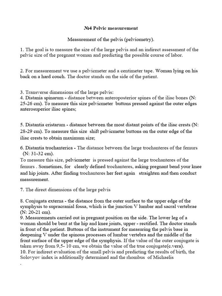 Pelvic Measurement Pdf Pelvis Vertebra