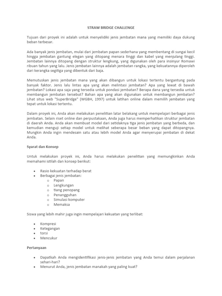 straw bridge challenge | PDF