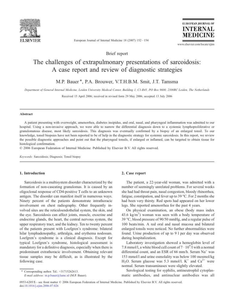 Extrapulmonary Sarcoidosis Diagnosis Insights | PDF | Luteinizing ...