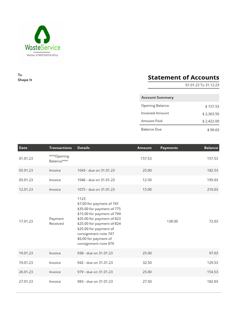 Statements | Download Free PDF | Invoice | Business Documents