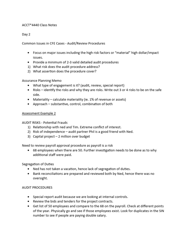 ACCT*4440 Class Notes | PDF | Valuation (Finance) | Audit