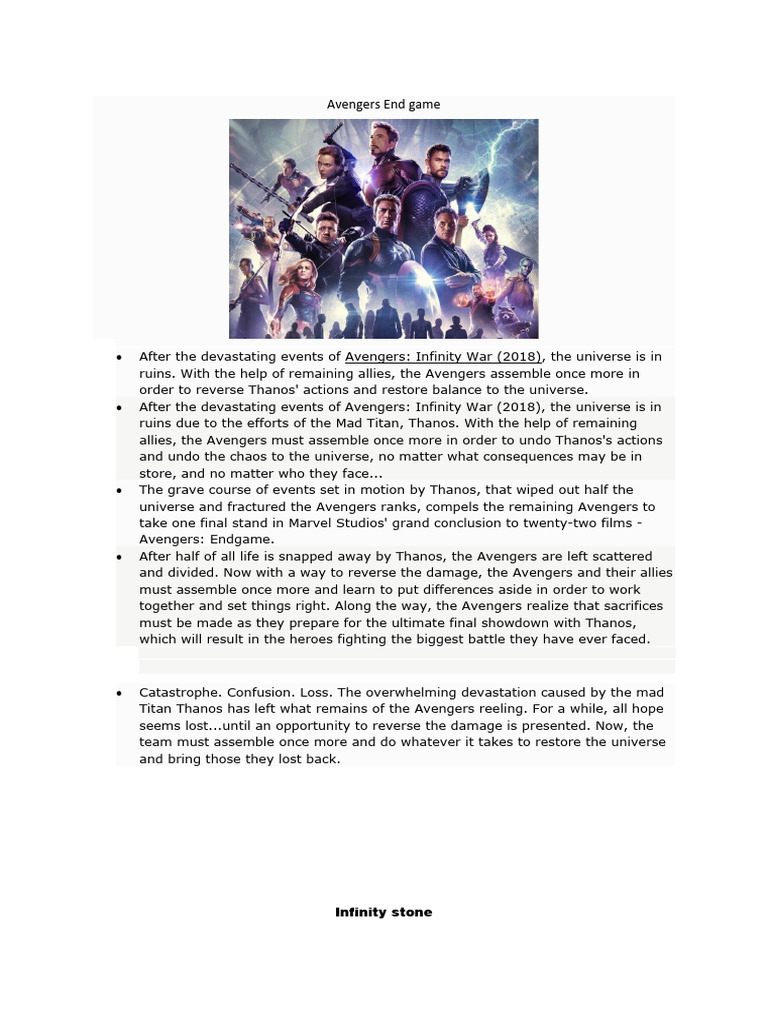 Avengers End Game | PDF