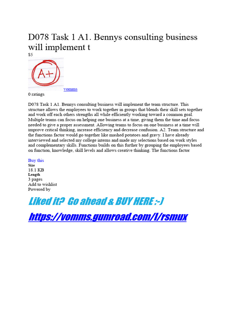 D078 Task 1 A1 | PDF