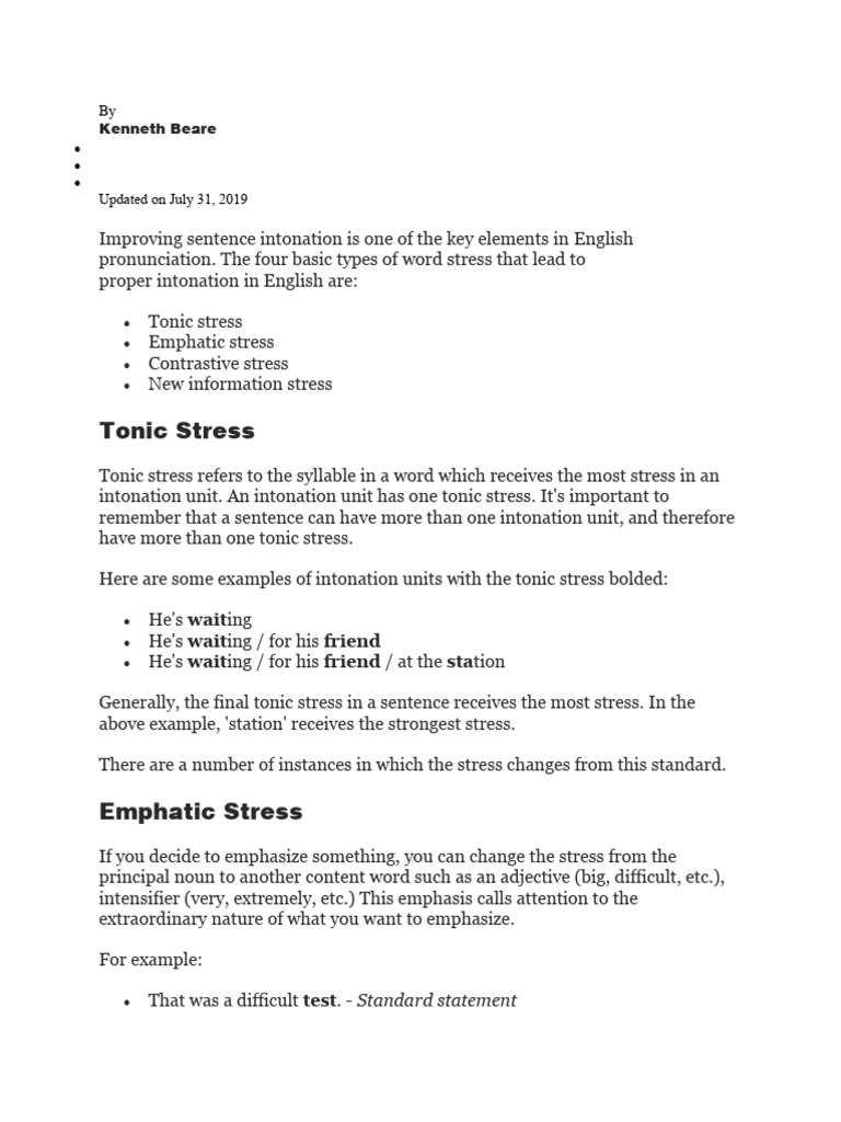 stress | PDF | Stress (Linguistics) | English Language