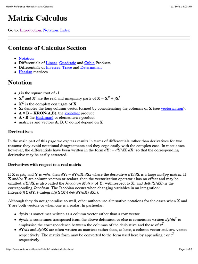 Matrix Calculus 2 | Download Free PDF | Matrix (Mathematics) | Derivative