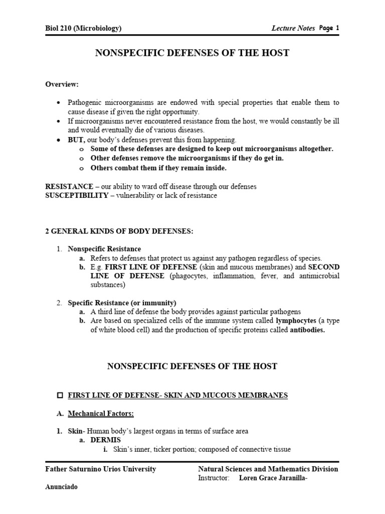 Nonspecific Defenses of The Host | PDF | White Blood Cell | Phagocyte