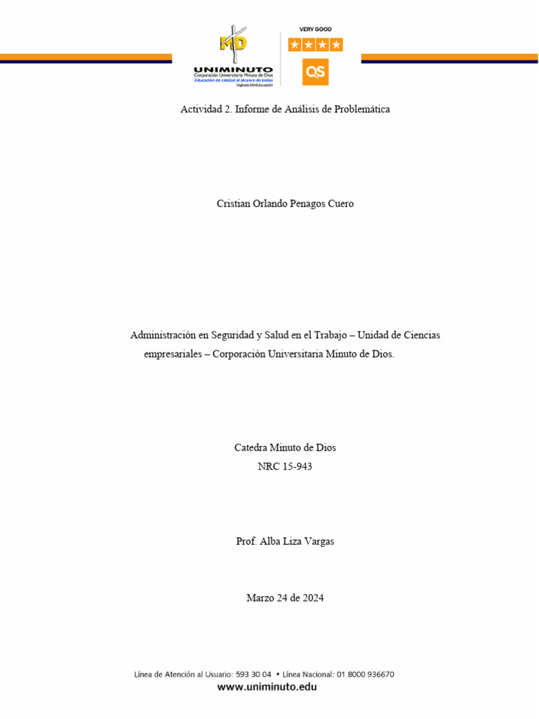 Informe Analisis de Problematica Actividad 2 | PDF