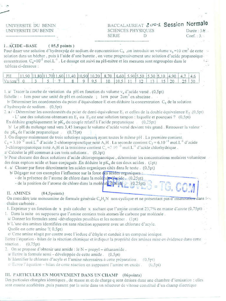 Bac D Phys 2001 | PDF