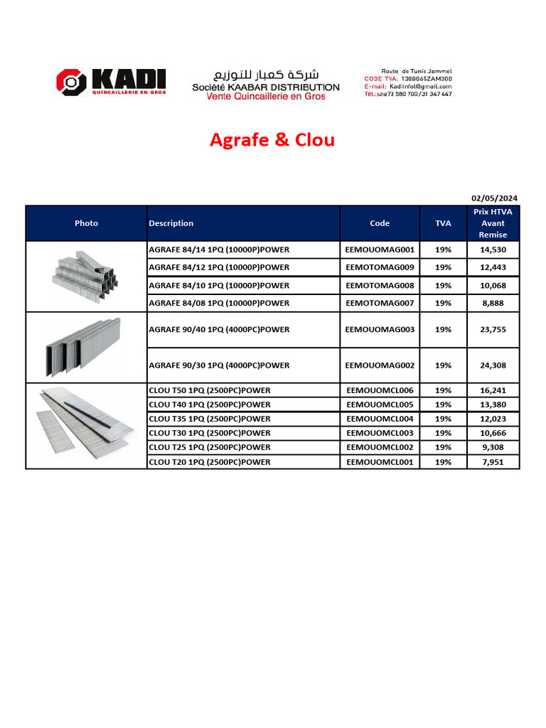 Nouvel Arrivage Agraffe Et Clou | PDF | Technology & Engineering