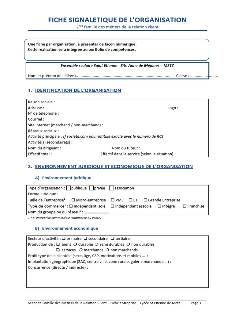 Fiche Signalétique Entreprise | PDF | Business | Informatique