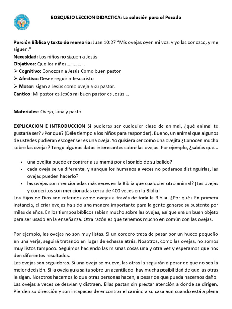 LECCION DIDACTICA La Oveja | Descargar gratis PDF | Oveja | Jesús