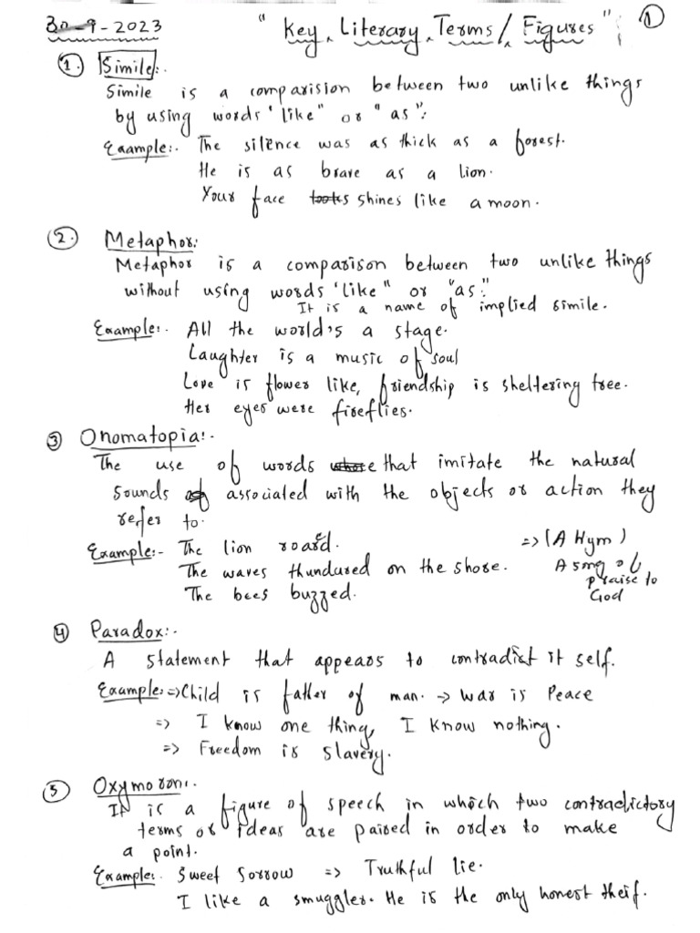 Common Literary Terms With Examples | PDF
