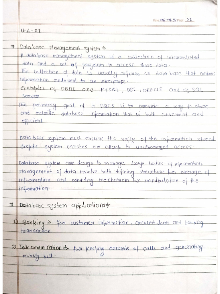 DBMS - Unit 1st | PDF