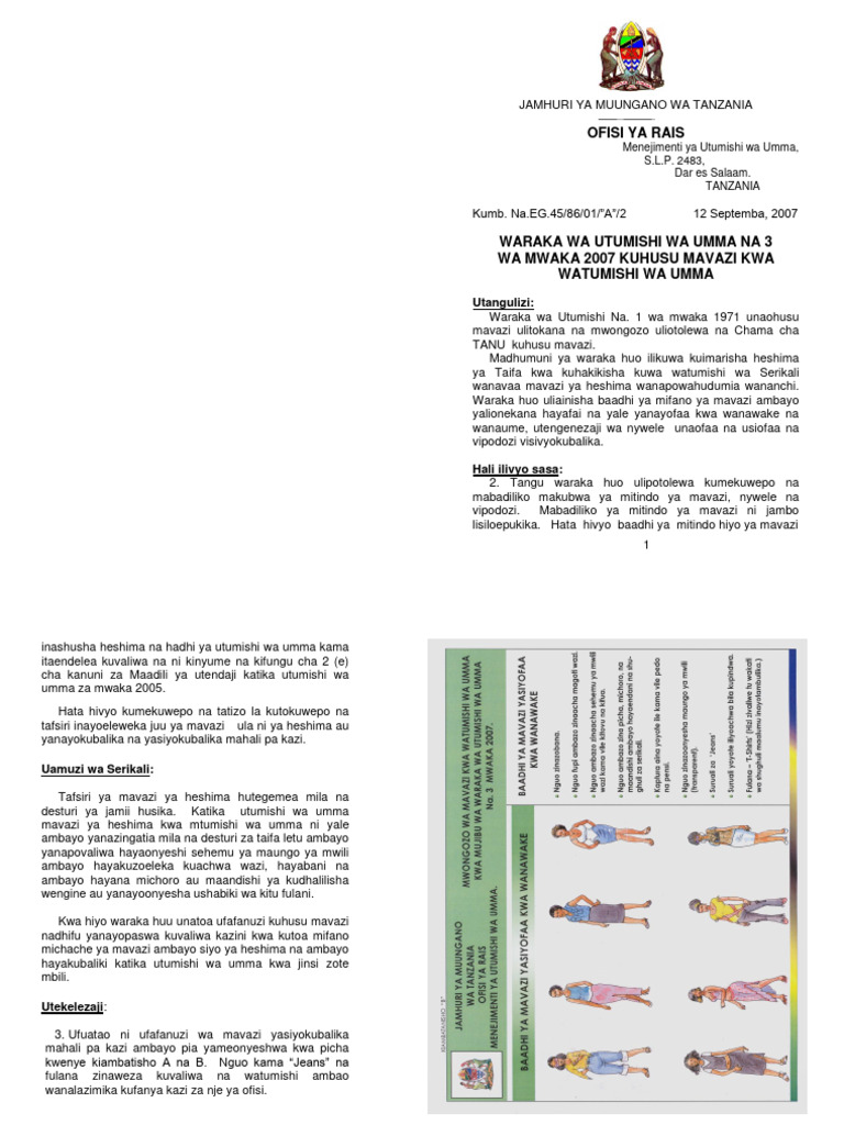 Waraka Kuhusu Mavazi | PDF