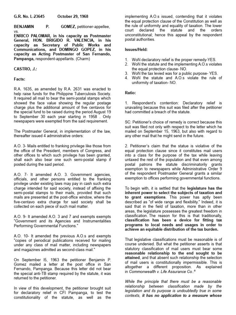 Toaz - Info Gomez Vs Palomar PR | PDF | Taxes | Mail