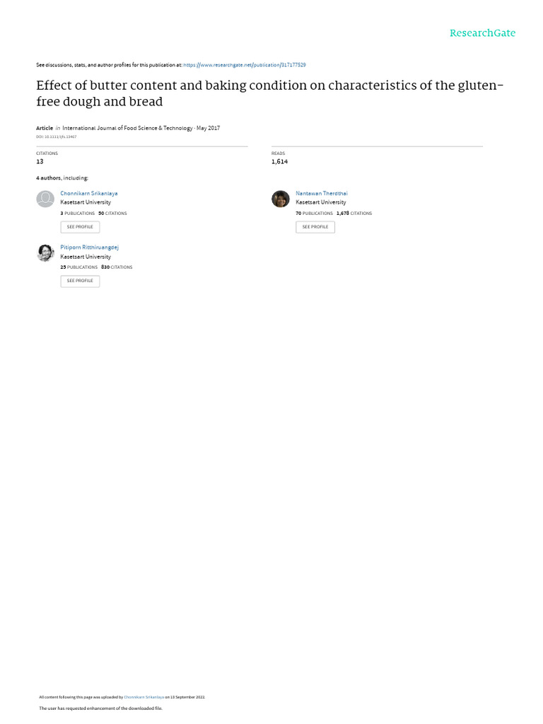 Effect of Butter Content and Baking Condition On Characteristics of The ...