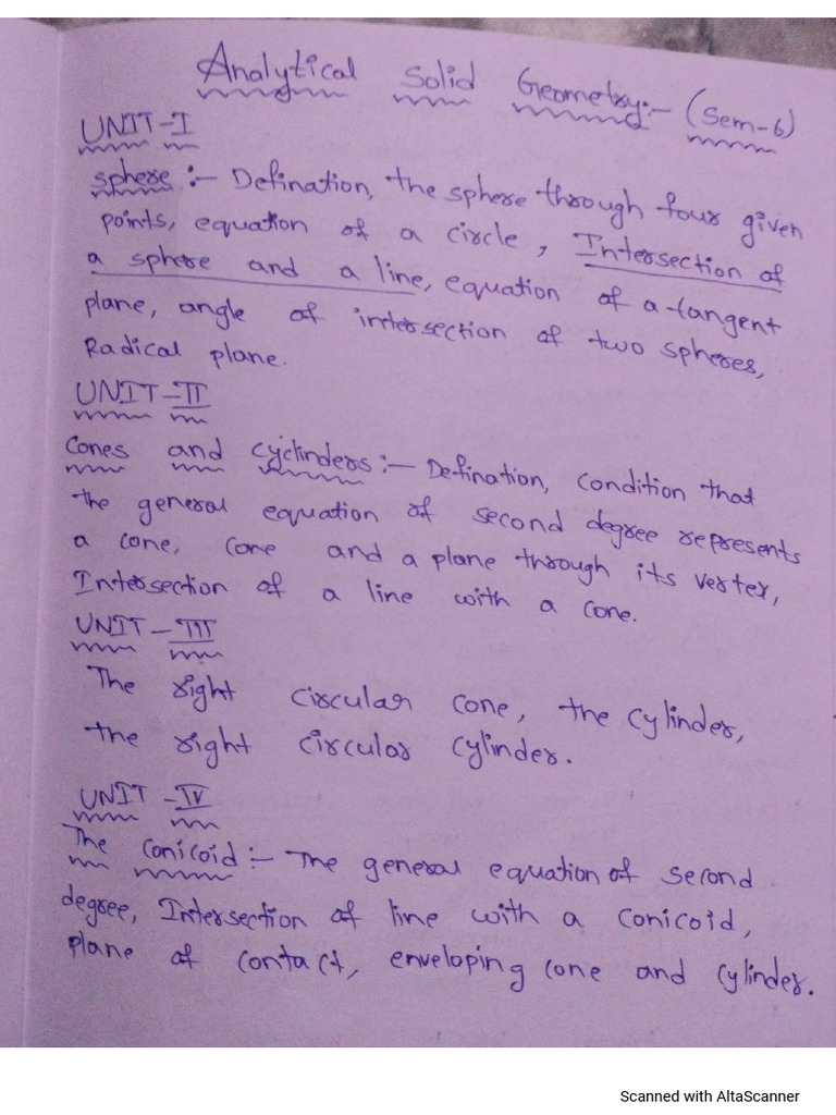 (Solid Geometry) Unit - 1 The Sphere Sem-6 | PDF | Geometry | Euclidean ...