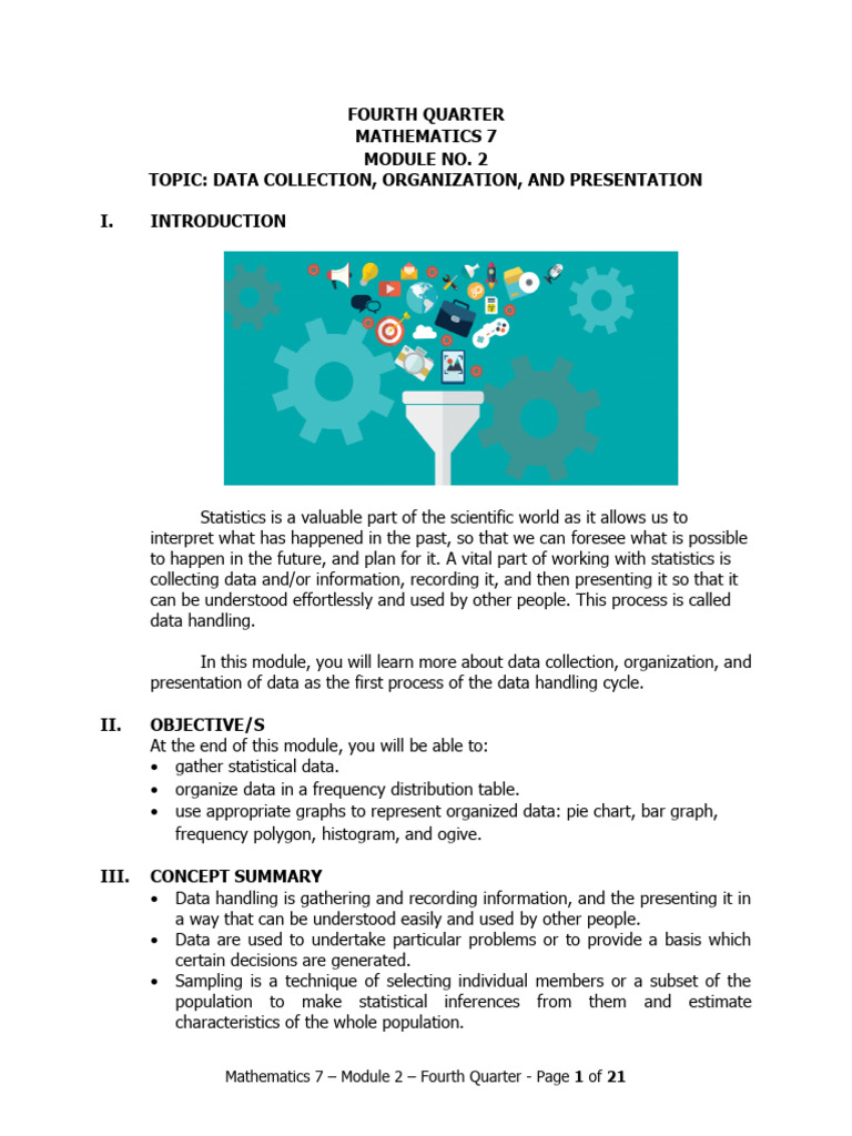 2 Data Collection Organization and Presentation of Data Approved | PDF | Sampling (Statistics ...