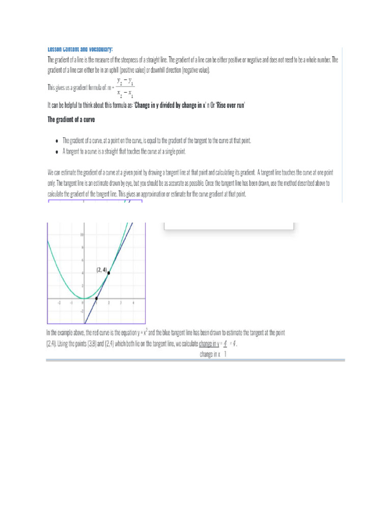 Gradient of A Curve Notes | PDF