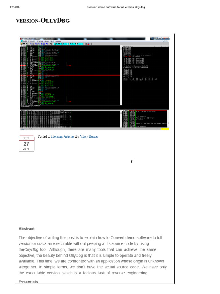 Convert Demo Software To Full Version Ollydbg PDF | PDF | Software | Computing
