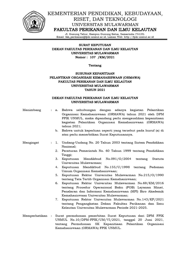 Contoh SK dpm km | PDF