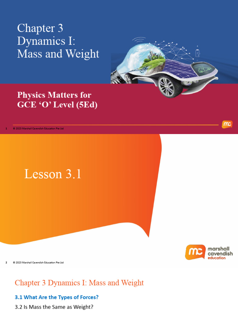 Chapter 3 - Dynamics I - Mass and Weight | PDF | Weight | Force
