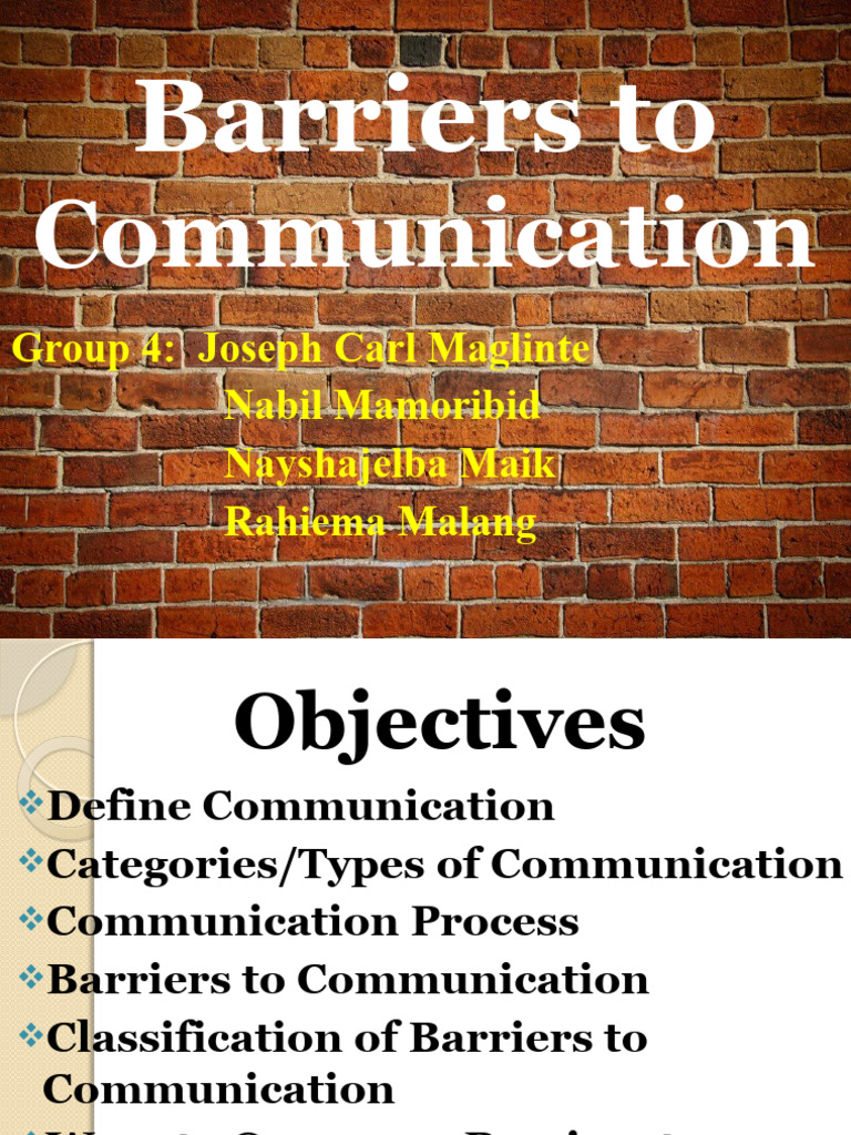 Barriers To Communication Presentation Final | PDF | Communication | Nonverbal Communication