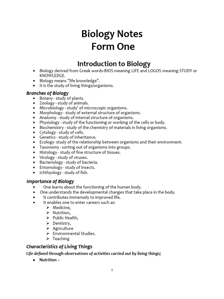 Introduction to Biology for Form One | PDF | Leaf | Osmosis