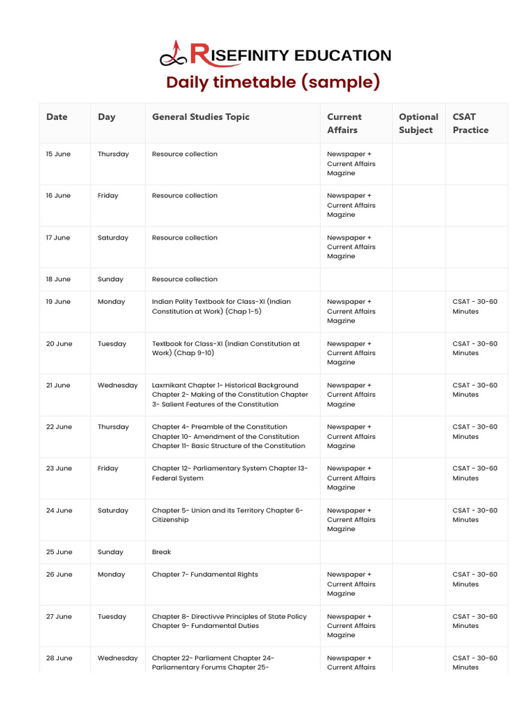 Daily Timetable For Upsc | PDF | Biodiversity | Natural Environment