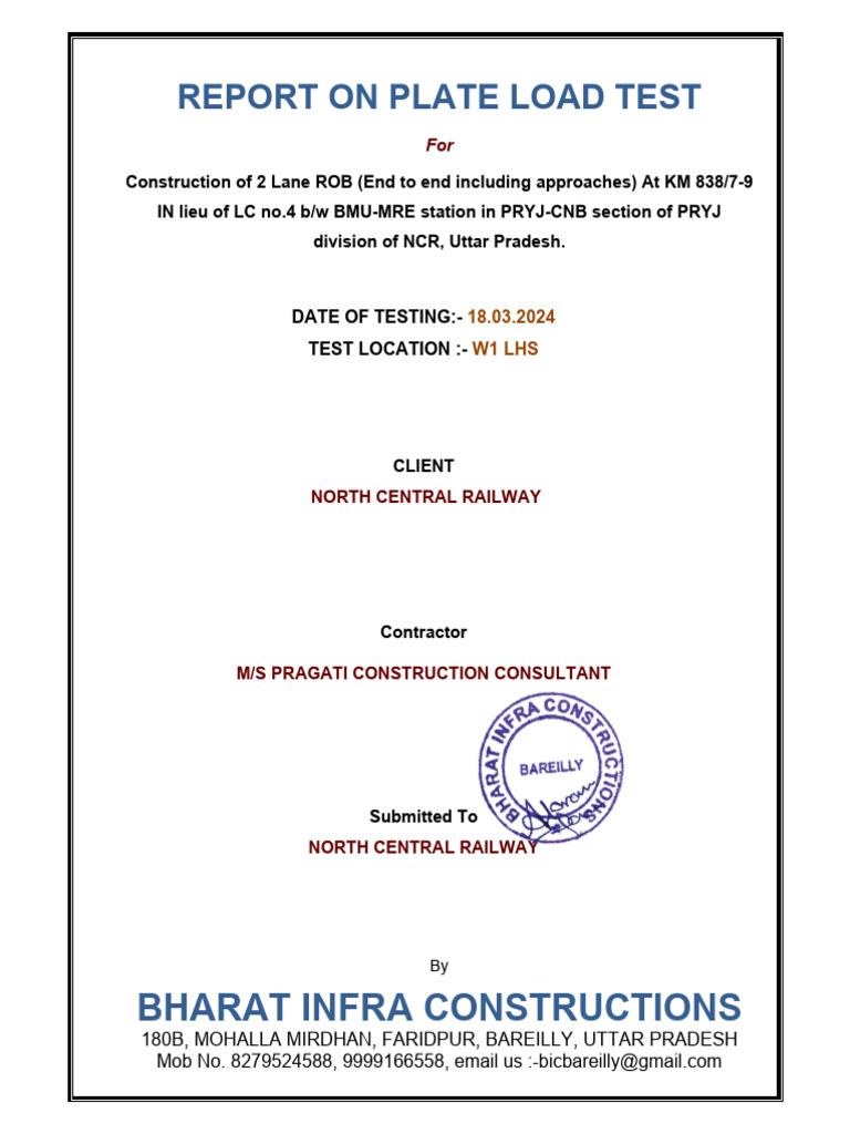 Plate Load Test Report | PDF | Calibration | Metrology Plate Load Test Report | PDF | Calibration | Metrology