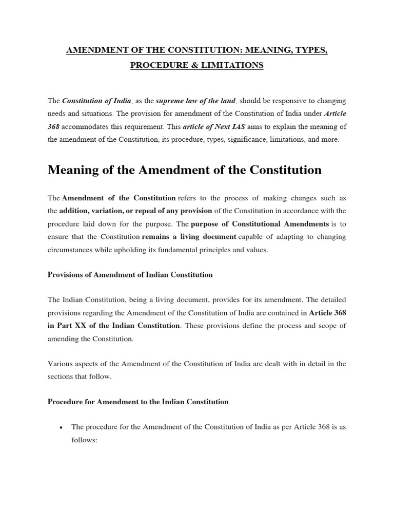 Indian Constitution Amendment Guide | PDF | Constitutional Amendment | Supermajority