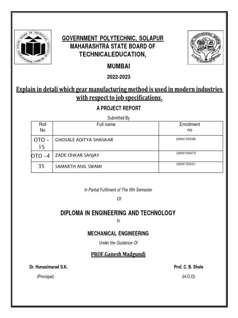 AMP Micro Project | PDF | Gear | Forging
