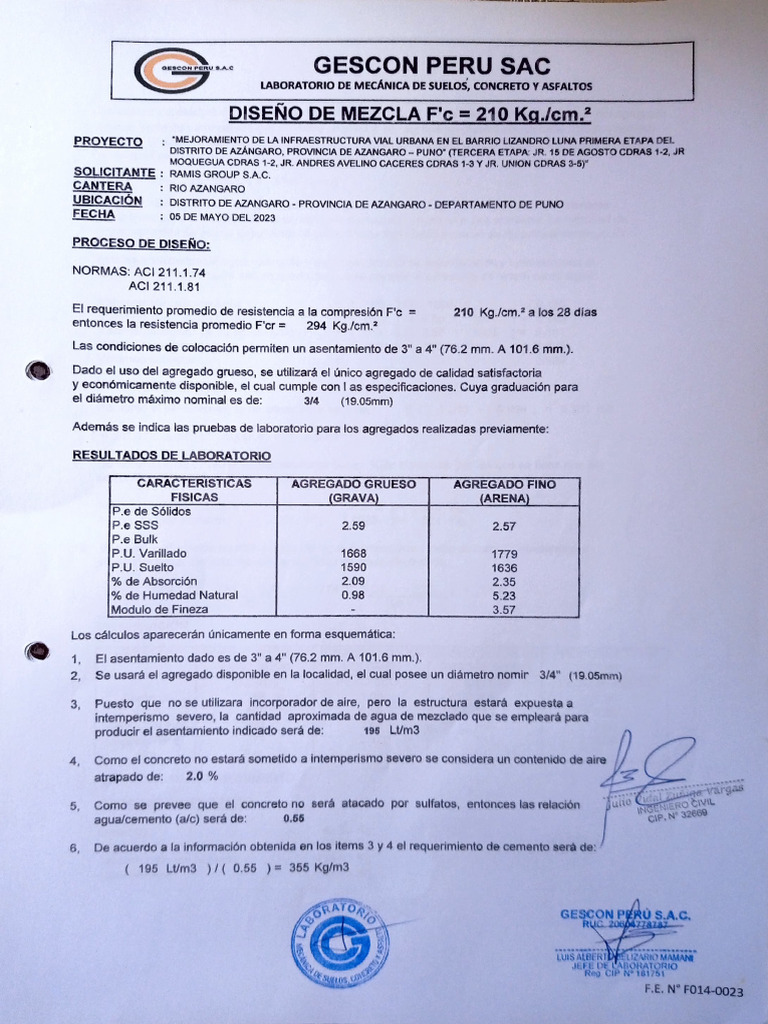 Diseño de Mezclas | PDF | Hormigón | Cemento