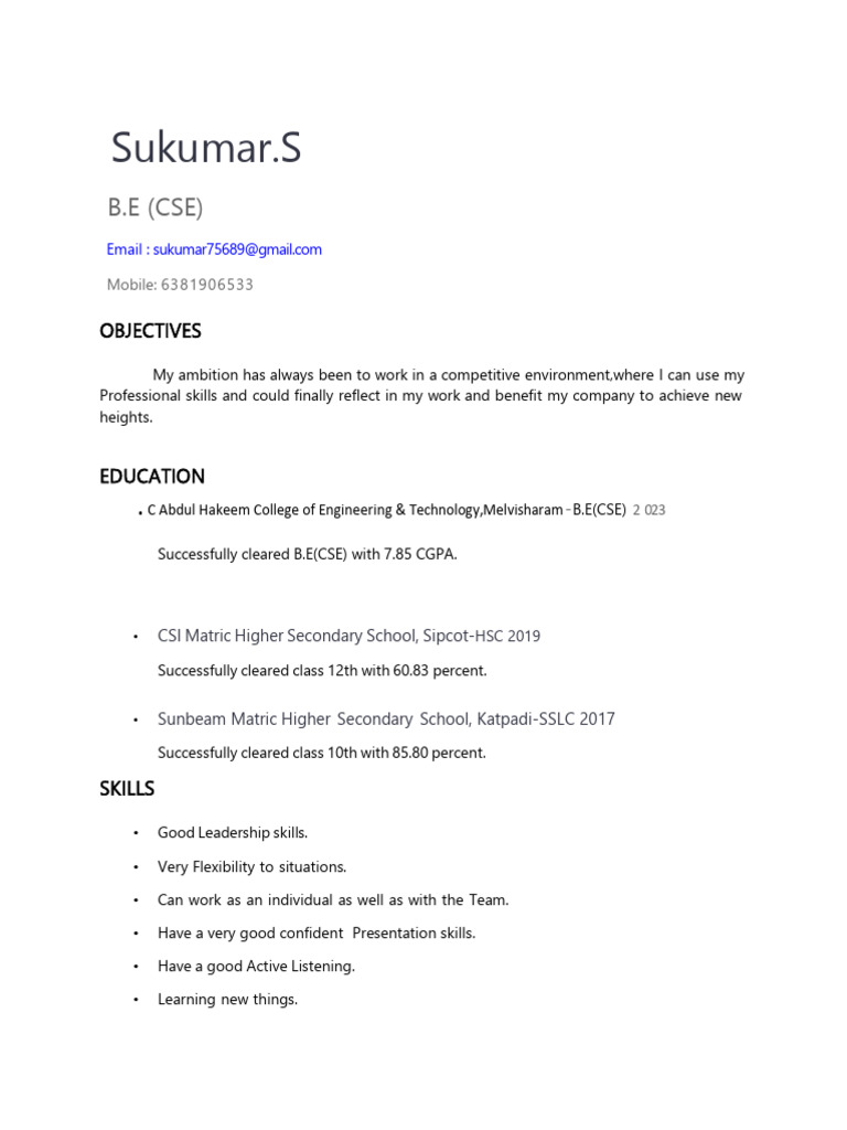Sukumar Res | PDF | Career & Growth | Business