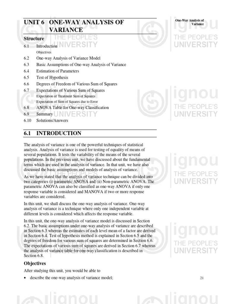 One way | PDF | Analysis Of Variance | Variance