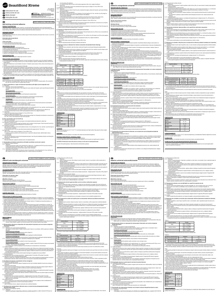 BeautiBond Xtreme IFU | PDF | Materiales