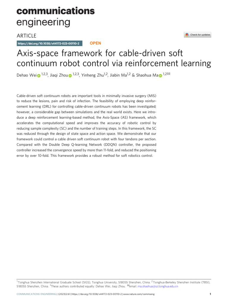 Axis-Space Framework For Cable-Driven Soft Continuum Robot Control Via Reinforcement Learning ...