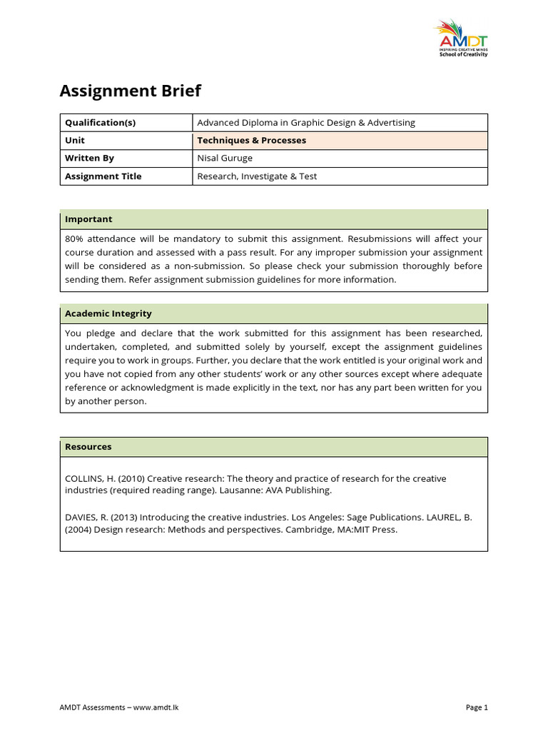 Graphic Design Assignment Brief | PDF | Brand | Design