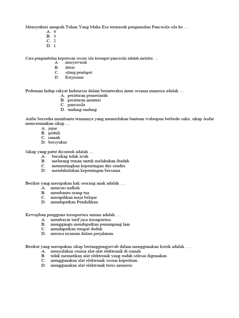 Naskah Soal Asaj PKN 2024 Latihan | PDF