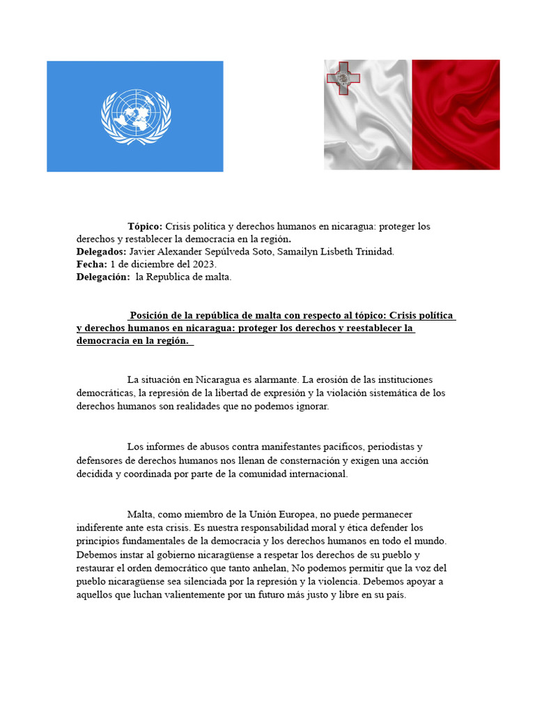 Papel de Exposicion de Malta | PDF | Nicaragua | Democracia