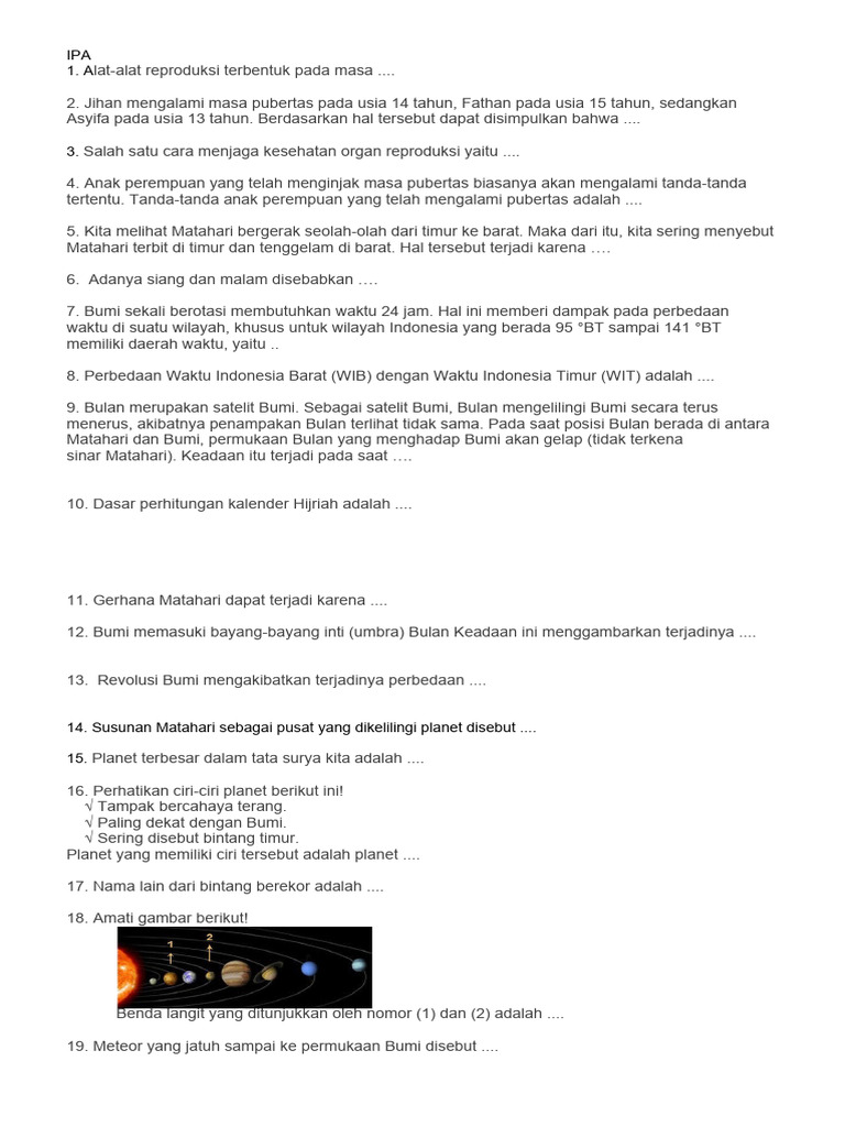 Soal IPA BI ASAJ 2024 Kisi | PDF