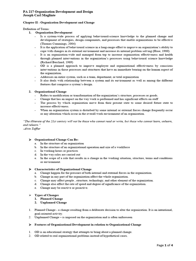 organization development and change report | PDF | Organization ...