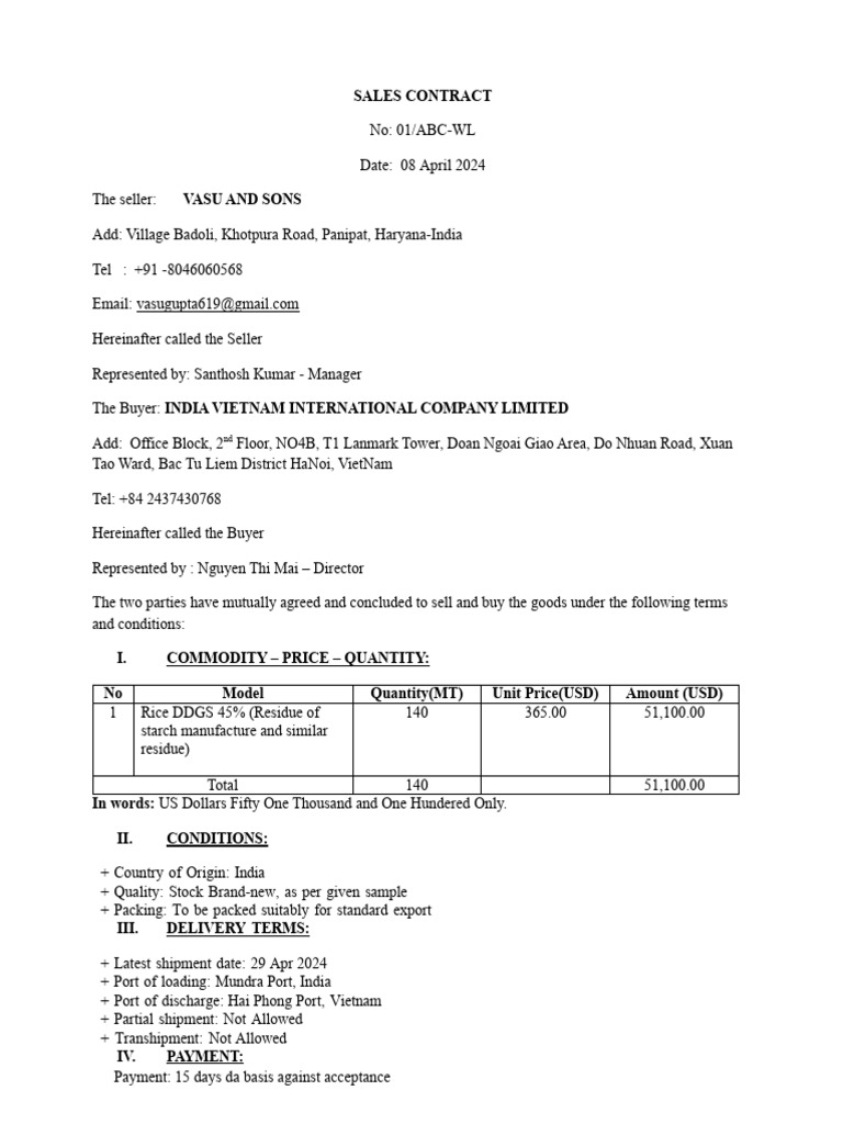 Sales Contract | PDF | Economies | Business Law
