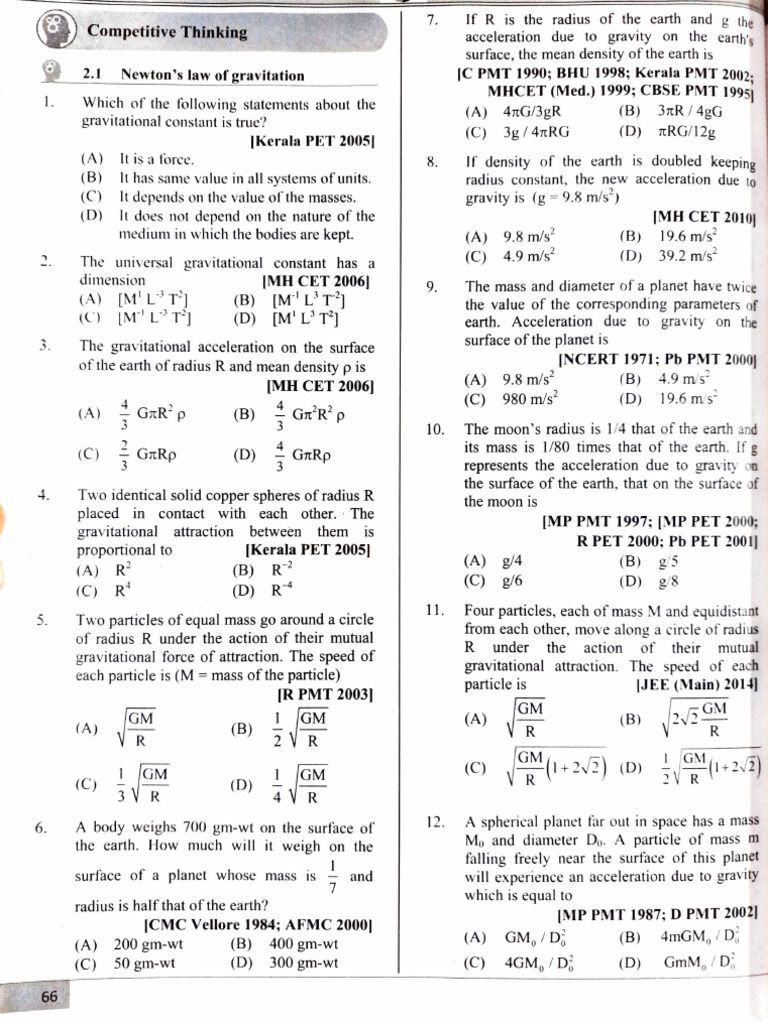 Gravitation MCQ'S | PDF | Orbit | Gravity