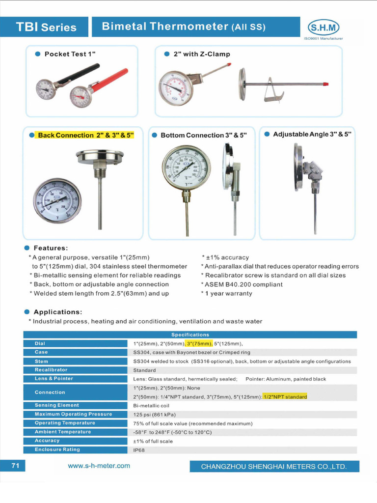 Termometro Dial 3 Pulg. (SHM) | PDF