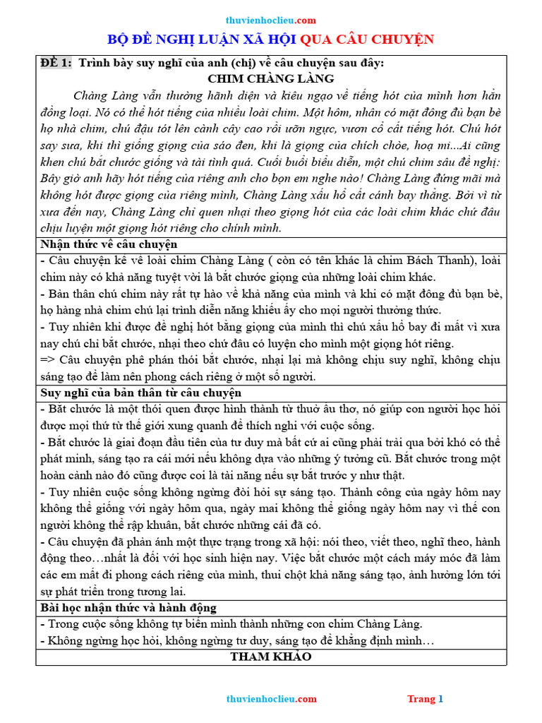 10 de Nghi Luan Xa Hoi Qua Cau Chuyen | PDF